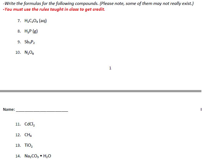 Solved - Write the formulas for the following compounds. | Chegg.com