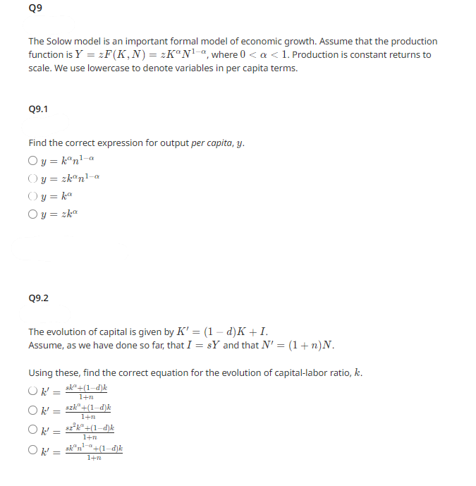 Solved The Solow model is an important formal model of | Chegg.com