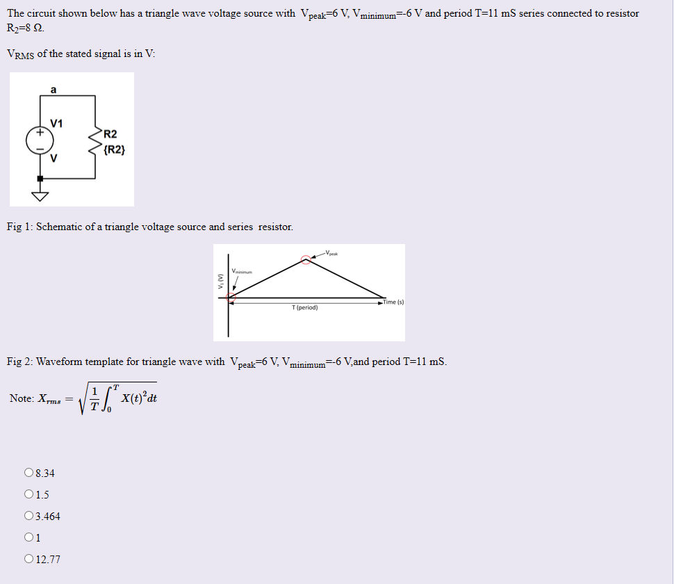 Solved The circuit shown below has a triangle wave voltage | Chegg.com