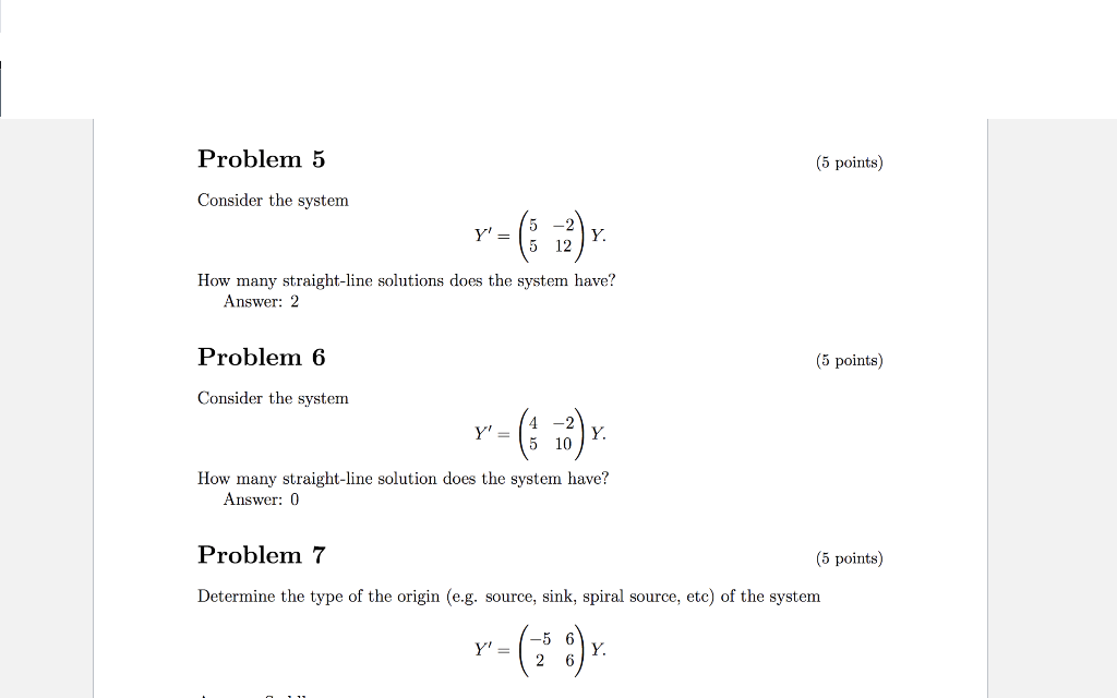 Solved Problem 5 (5 points) Consider the system | Chegg.com