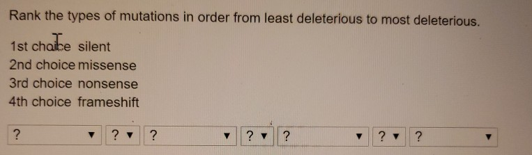 Solved Rank The Types Of Mutations In Order From Least
