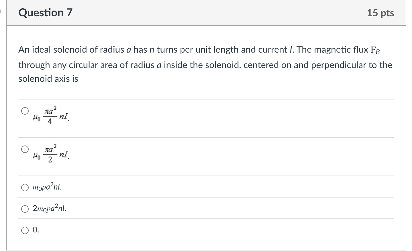 Solved Question 7An ﻿ideal solenoid of ﻿radius a has n | Chegg.com