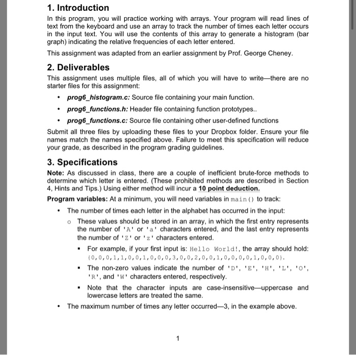 Solved 1. Introduction In this program, you will practice | Chegg.com
