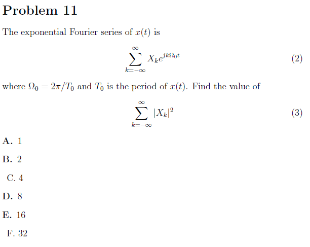 Solved Please show all workThe exponential Fourier series of | Chegg.com