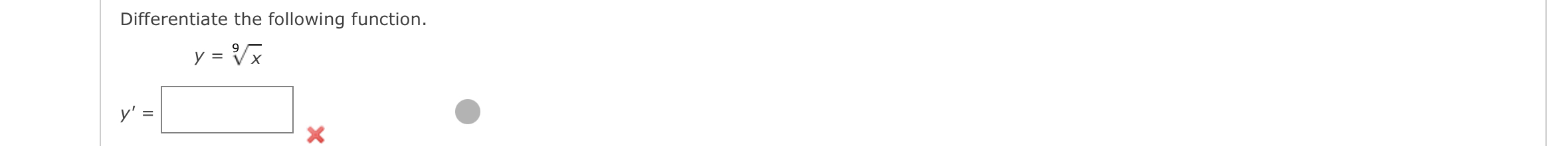 Solved Differentiate The Following Function Y X9y