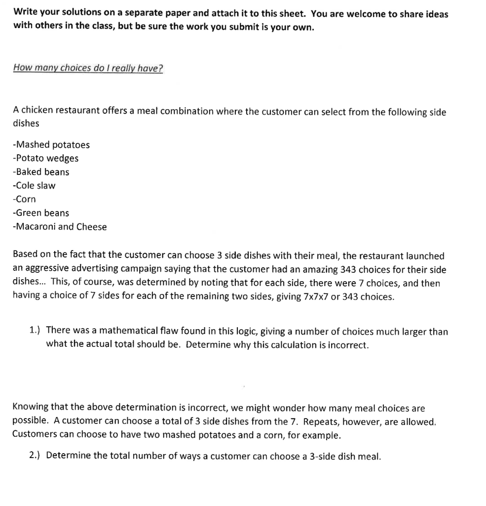 Solved Write your solutions on a separate paper and attach | Chegg.com