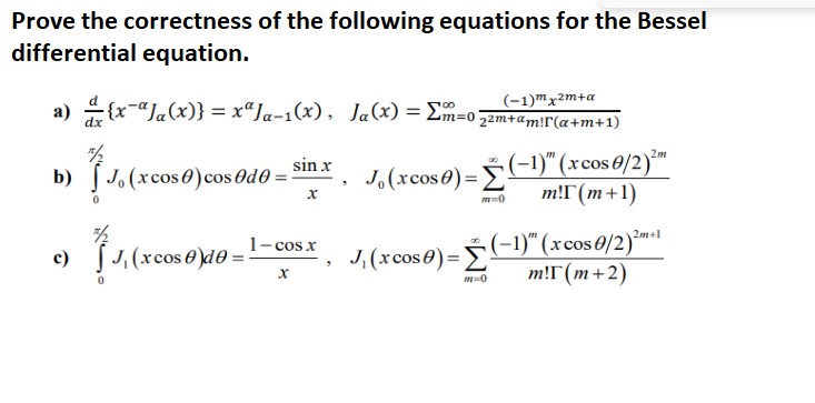 Solved Prove the correctness of the following equations for | Chegg.com