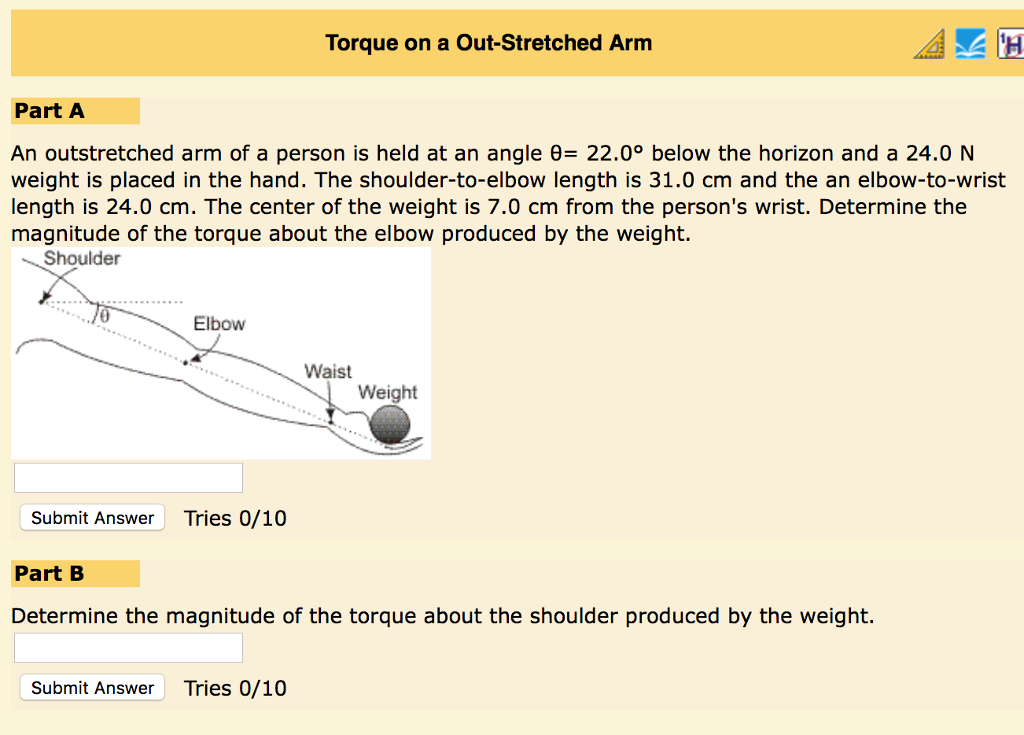 Solved Torque on a Out-Stretched Arm Part A An outstretched | Chegg.com