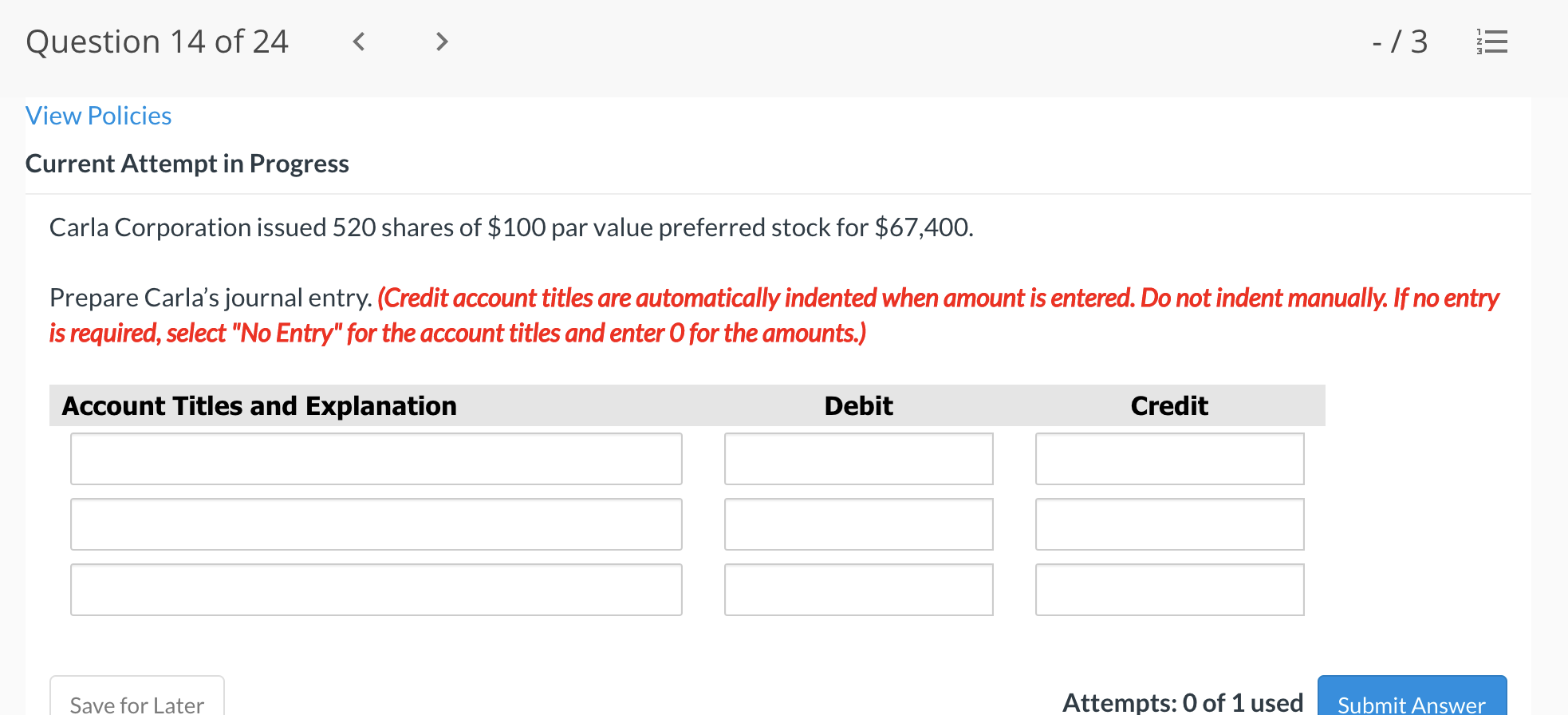 Solved Question 14 of 24 -73 TIL View Policies Current | Chegg.com