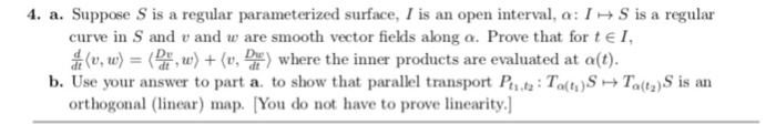 Solved 4. a. Suppose s is a regular parameterized surface, l | Chegg.com
