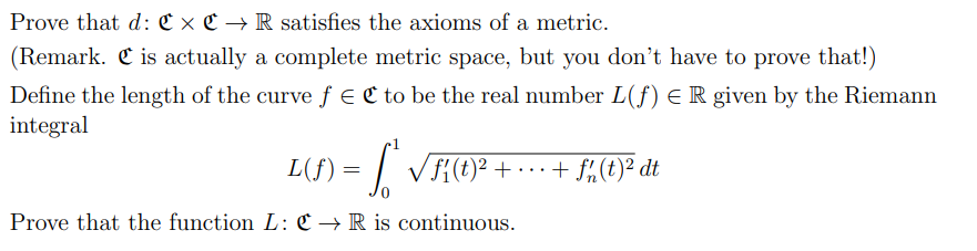 Solved A curve in Rn is a continuous function f:[0,1]→Rn. | Chegg.com