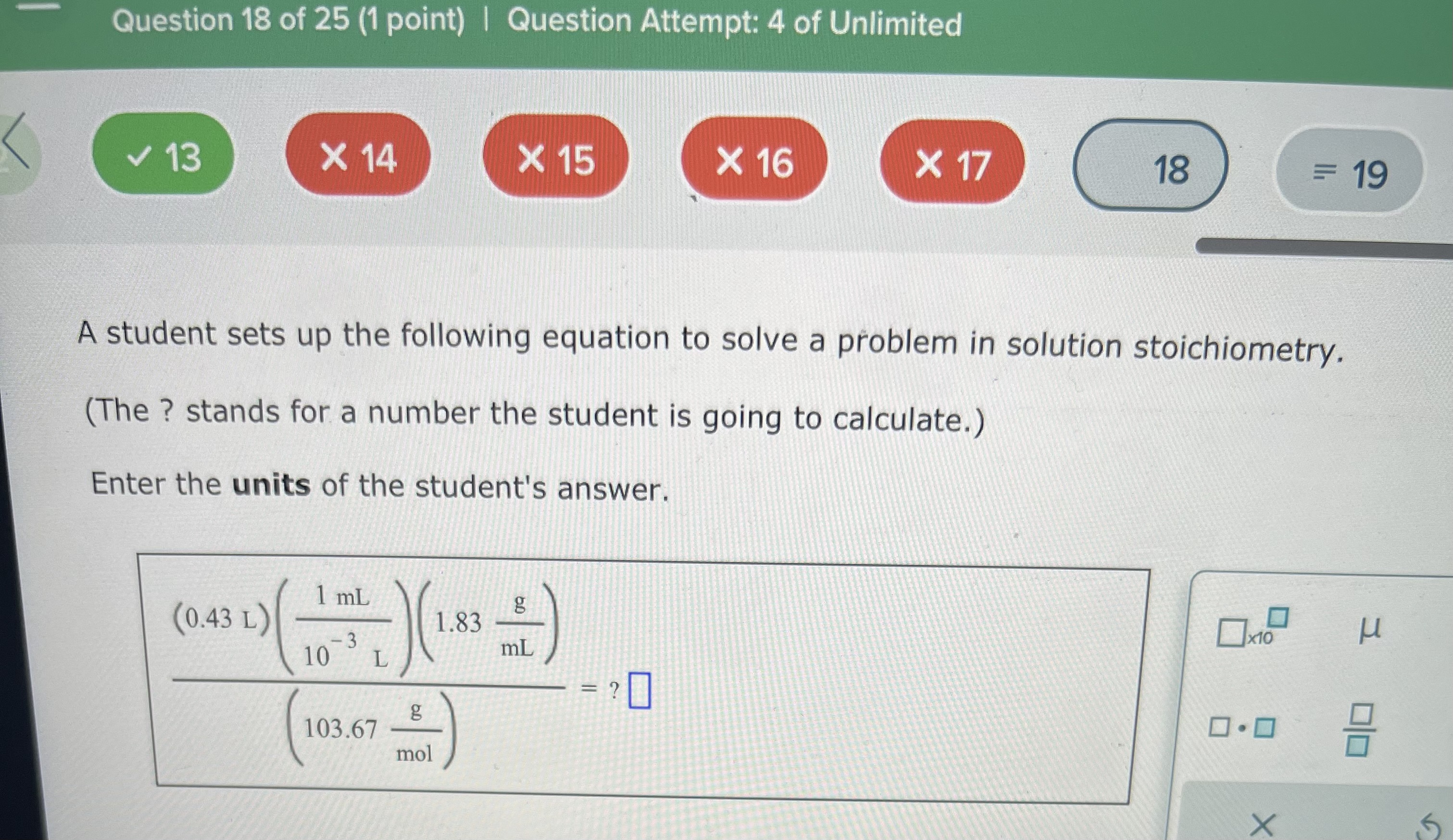 Solved A student sets up the following equation to solve a | Chegg.com