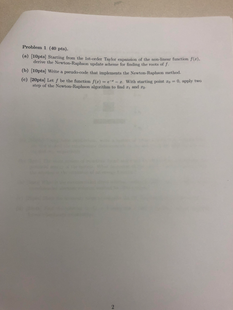 Problem 1 (40 pts). (a) 10pts Starting from the | Chegg.com