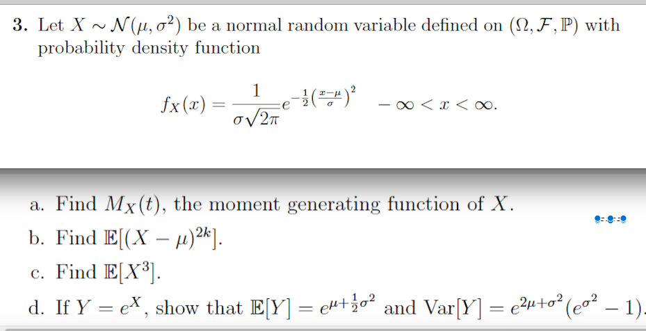 Solved 3. Let X ~ N(u, 02) be a normal random variable | Chegg.com