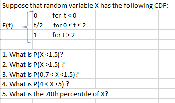 Solved Suppose that random variable X has the following CDF: | Chegg.com