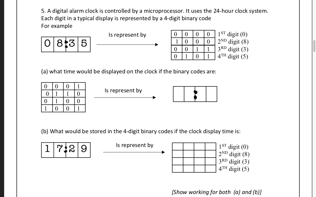 Solved 5. A digital alarm clock is controlled by a | Chegg.com