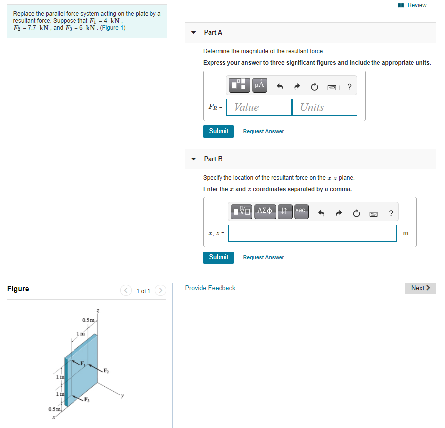 Solved A Review Replace the parallel force system acting on | Chegg.com