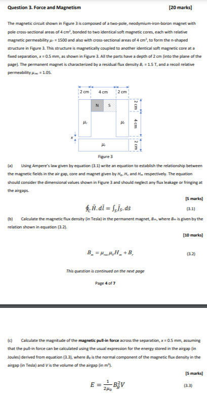 Solved Question 3. ﻿Force and Magnetism[20 ﻿marks]The | Chegg.com