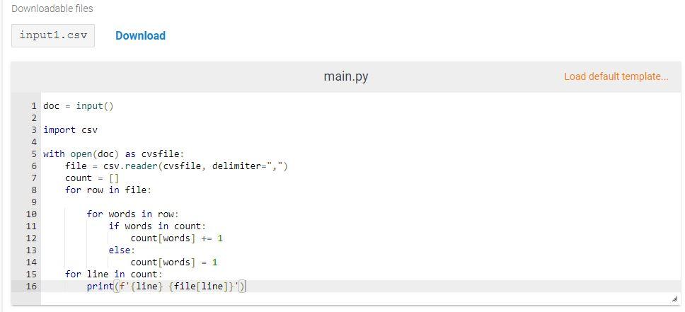 Solved Downloadable files input1. csv Download main.py Load | Chegg.com