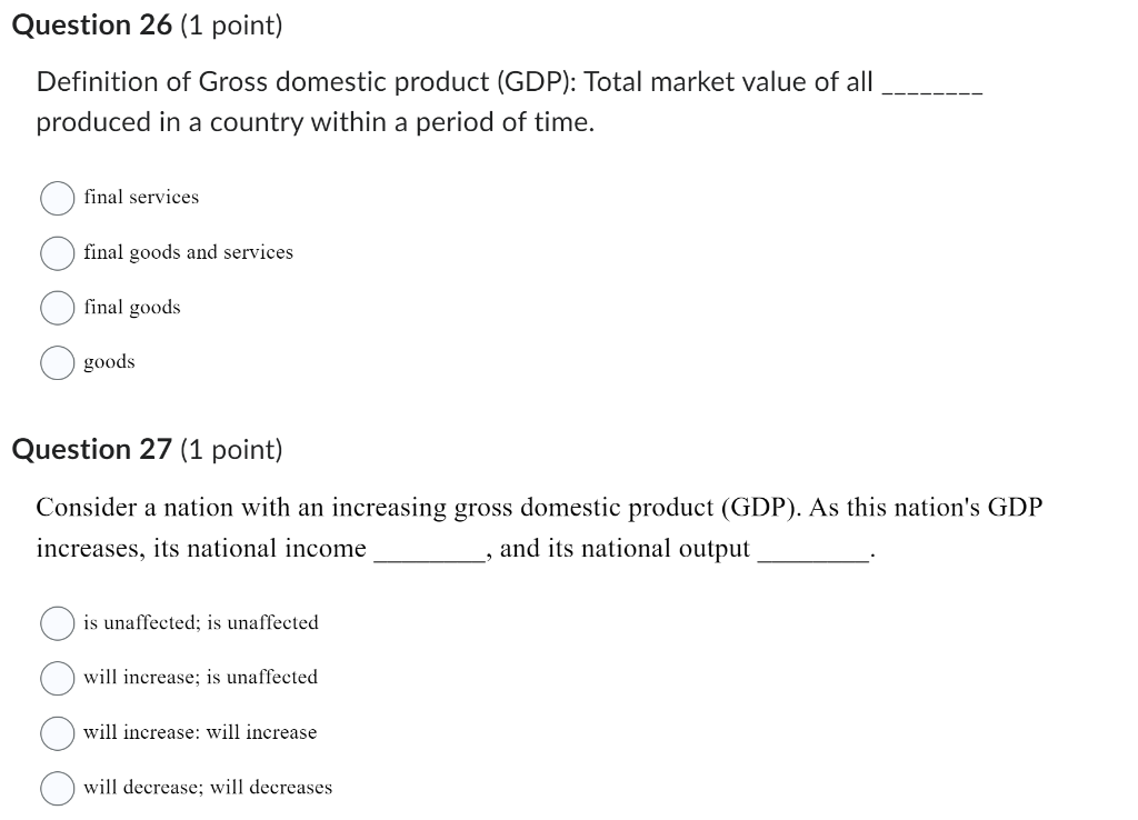 Solved Definition of Gross domestic product (GDP): Total | Chegg.com