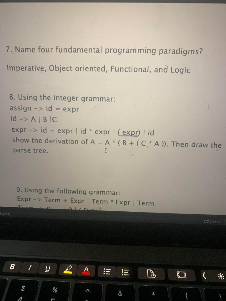 Solved 7. Name four fundamental programming paradigms? | Chegg.com