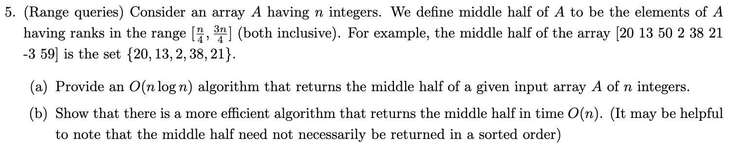 Solved (Range queries) Consider an array A having n | Chegg.com