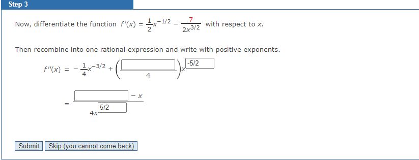 Solved Now, differentiate the function f′(x)=21x−1/2−2x3/27 | Chegg.com