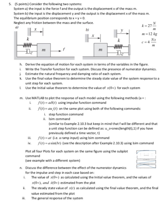 Solved 5. (5 points) Consider the following two systems: | Chegg.com