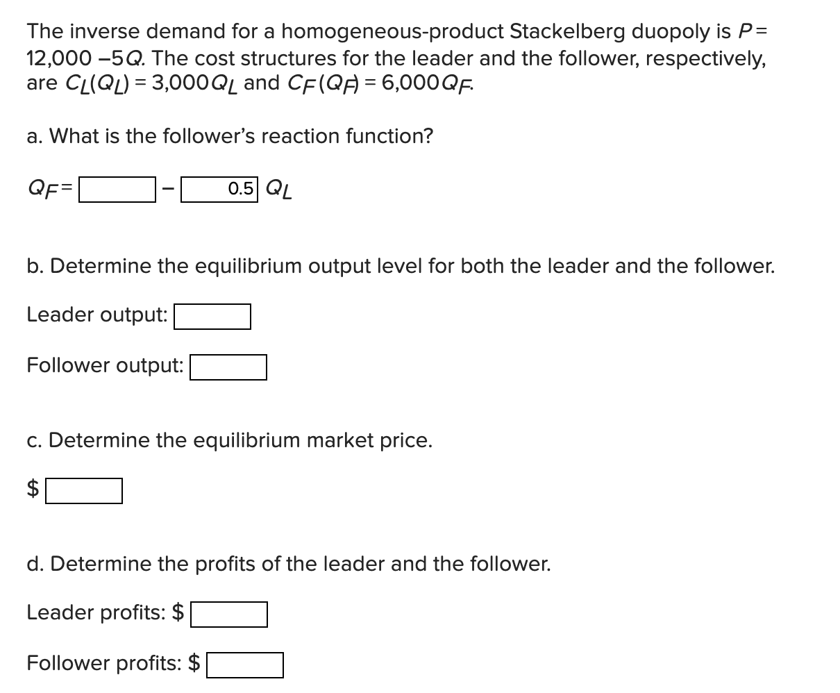 Solved The inverse demand for a homogeneous-product | Chegg.com