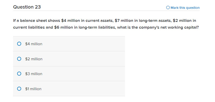Solved Question 23 Mark This Question If A Balance Sheet Chegg