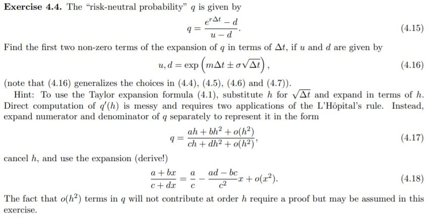 Exercise 4.4. The "risk-neutral probability" q is | Chegg.com