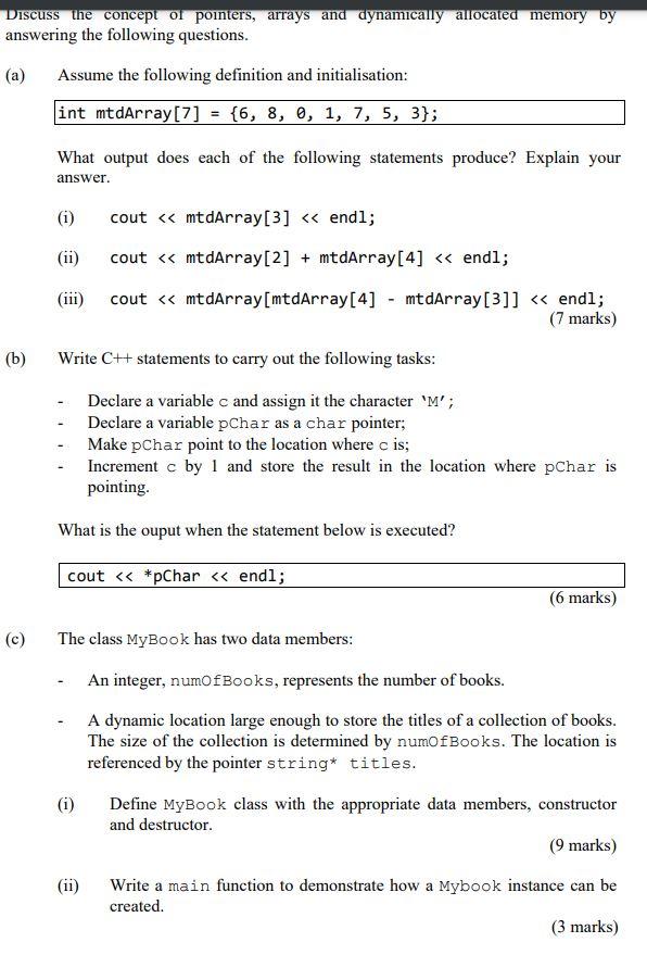 Solved Discuss the concept of pointers, arrays and | Chegg.com