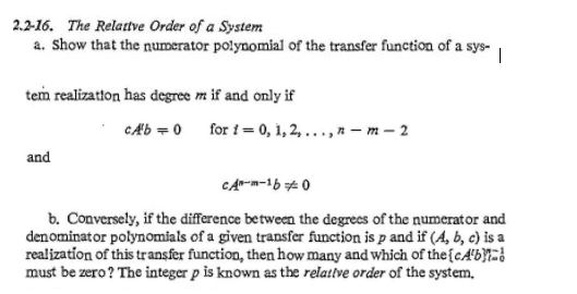 2.2-16. The Relative Order of a System 2. Show that | Chegg.com