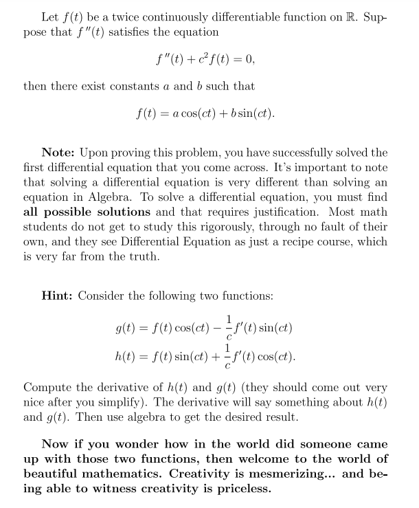 Solved Let f(t) be a twice continuously differentiable | Chegg.com