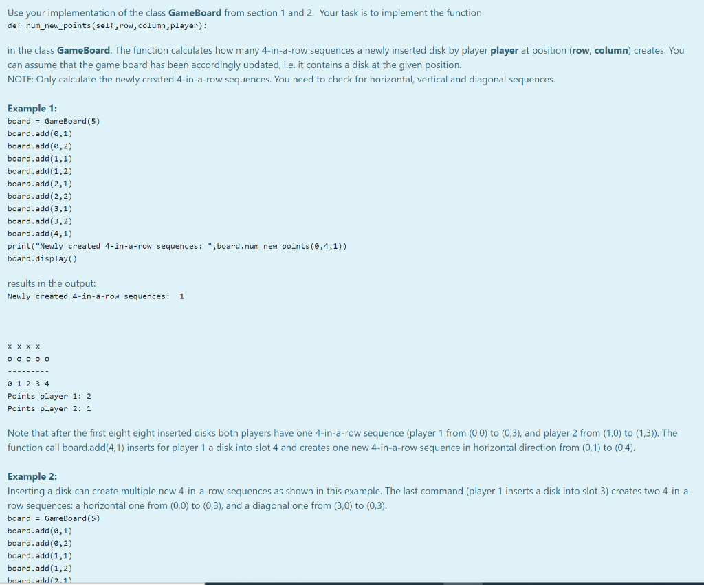 Solved Use your implementation of the class GameBoard from | Chegg.com