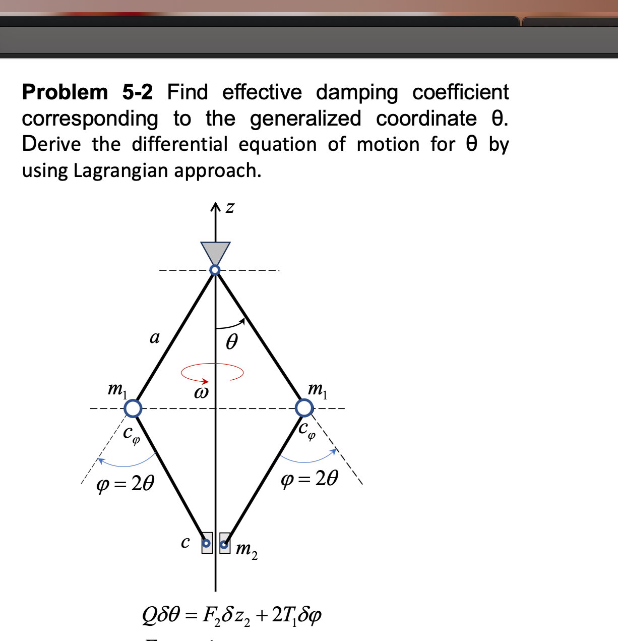 Solved Problem 5-2 ﻿Find effective damping | Chegg.com