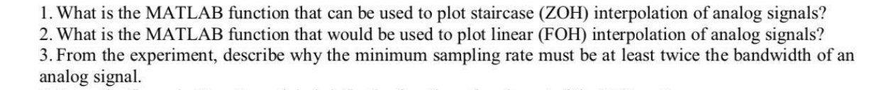 Solved 1. What is the MATLAB function that can be used to | Chegg.com