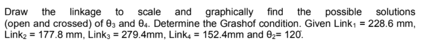Solved Draw the linkage to scale and graphically find the | Chegg.com