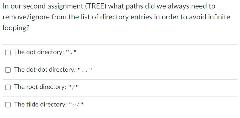 Solved In our second assignment (TREE) what paths did we | Chegg.com