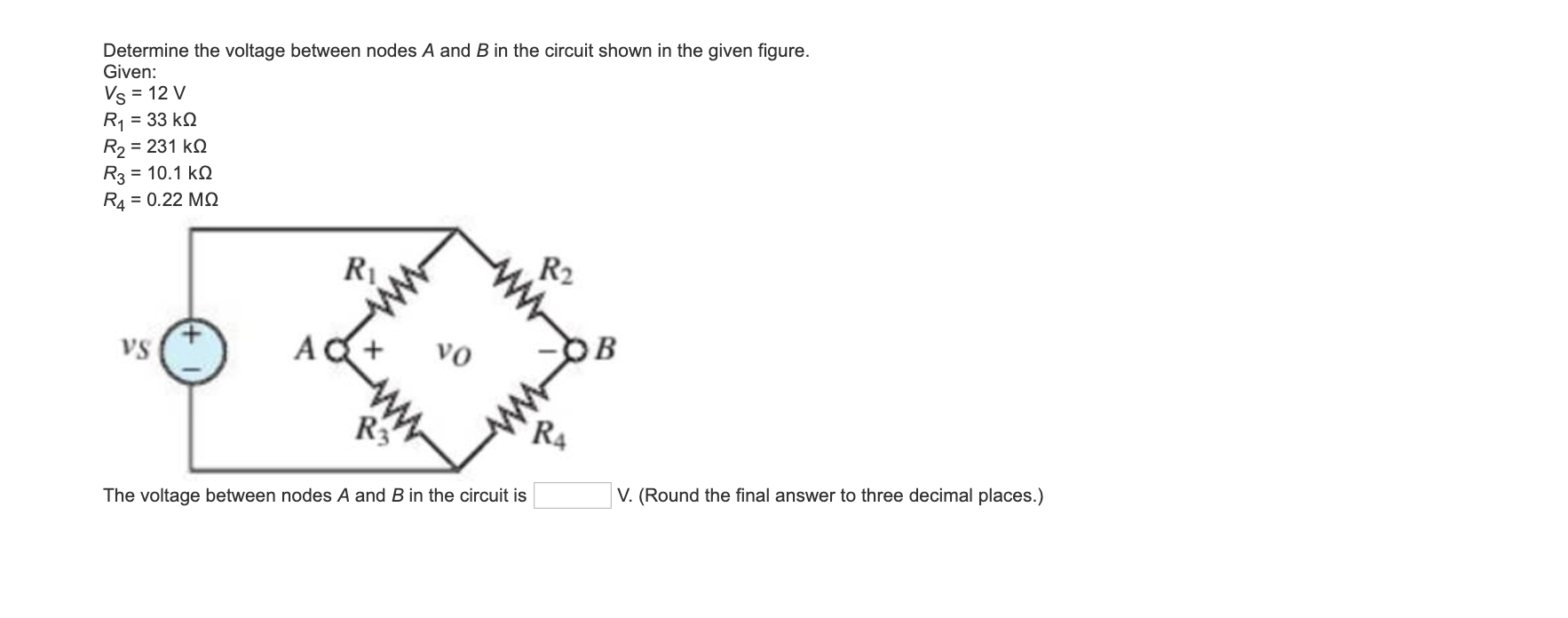 Solved Determine the voltage between nodes A and B in the | Chegg.com