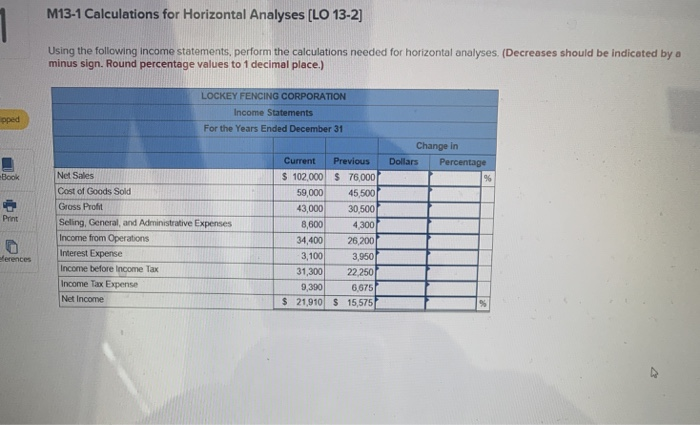 Solved M13-1 Calculations for Horizontal Analyses [LO 13-2 | Chegg.com