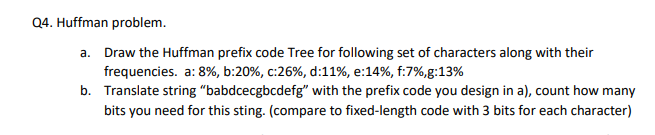 Solved Q4. Huffman problem. a. Draw the Huffman prefix code | Chegg.com