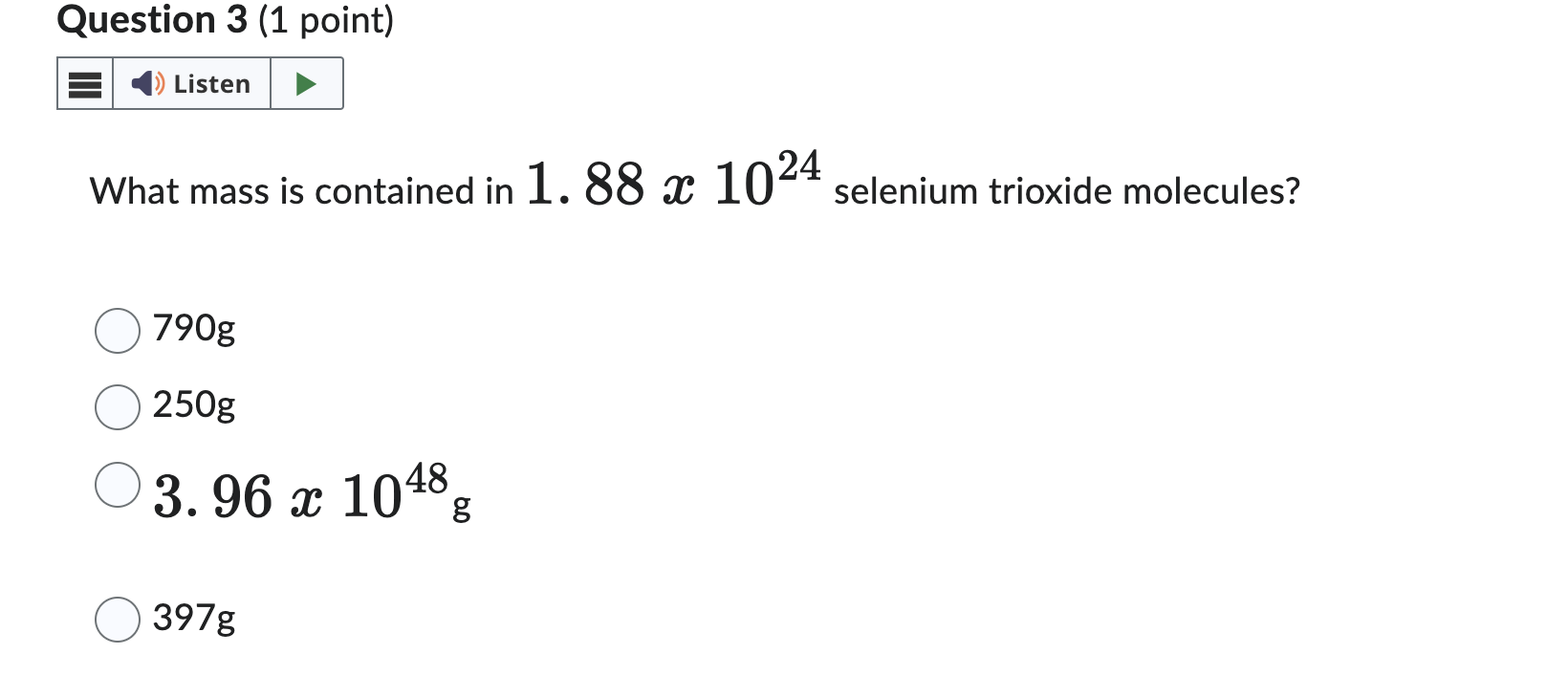 Solved What mass is contained in 1.88x1024 selenium trioxide | Chegg.com