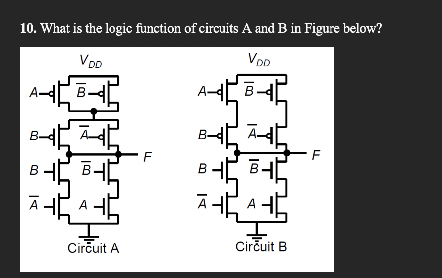 Solved 10. What is the logic function of circuits A and B in | Chegg.com