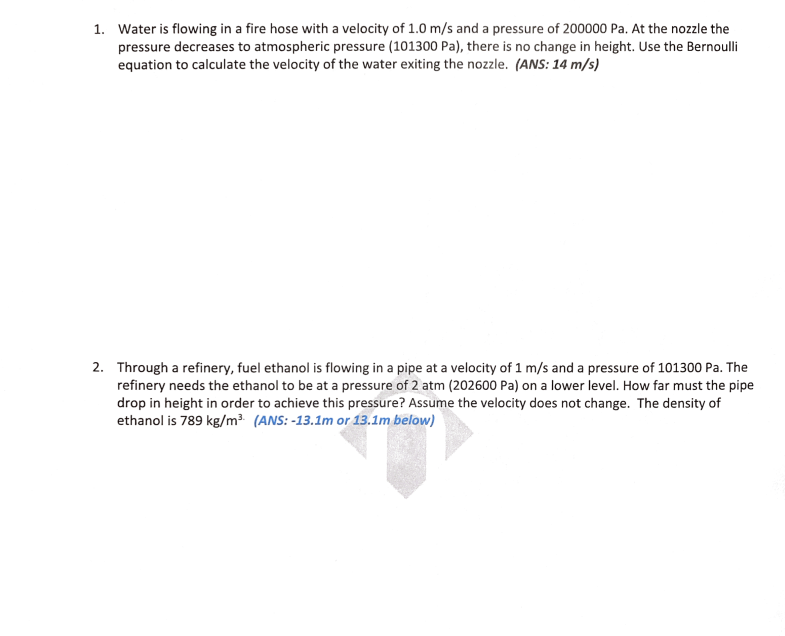 Solved 1. Water is flowing in a fire hose with a velocity of | Chegg.com