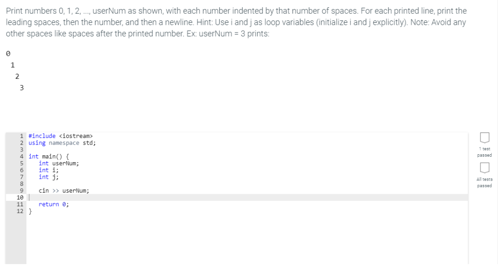 Solved Print Numbers 012usernum As Shown With Each 