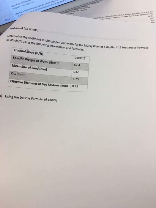 Solved Determine the sediment discharge per unit width for | Chegg.com