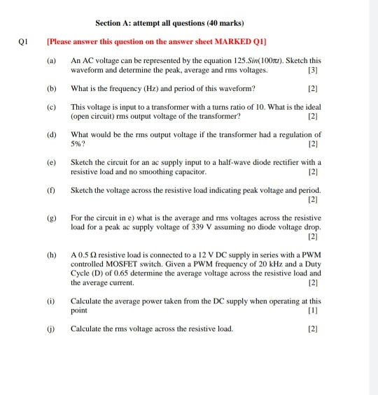 Solved Section A: attempt all questions (40 marks) QI | Chegg.com