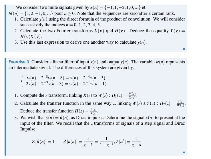 Solved We consider two finite signals given by | Chegg.com