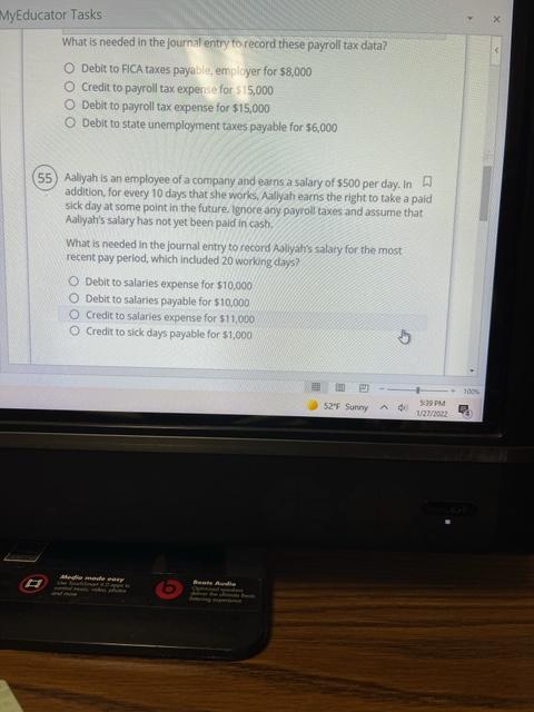 Solved x MyEducator Tasks What is needed in the journal | Chegg.com
